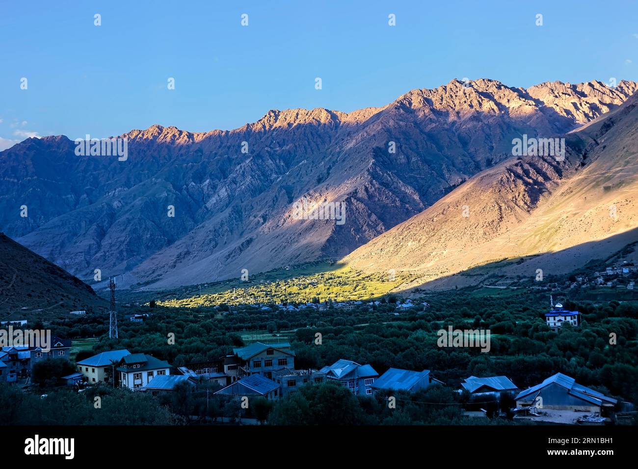 Late afternoon light, Panikhar, Suru Valley, Zanskar, India Stock Photo ...