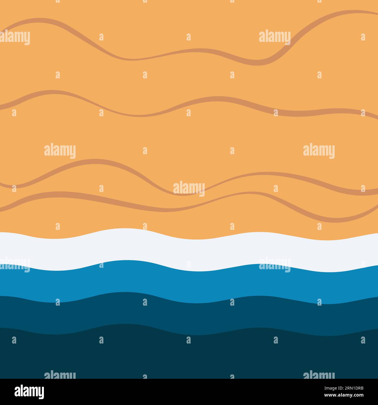 Sea waves sandy shore top view. Summer beach background vector template ...