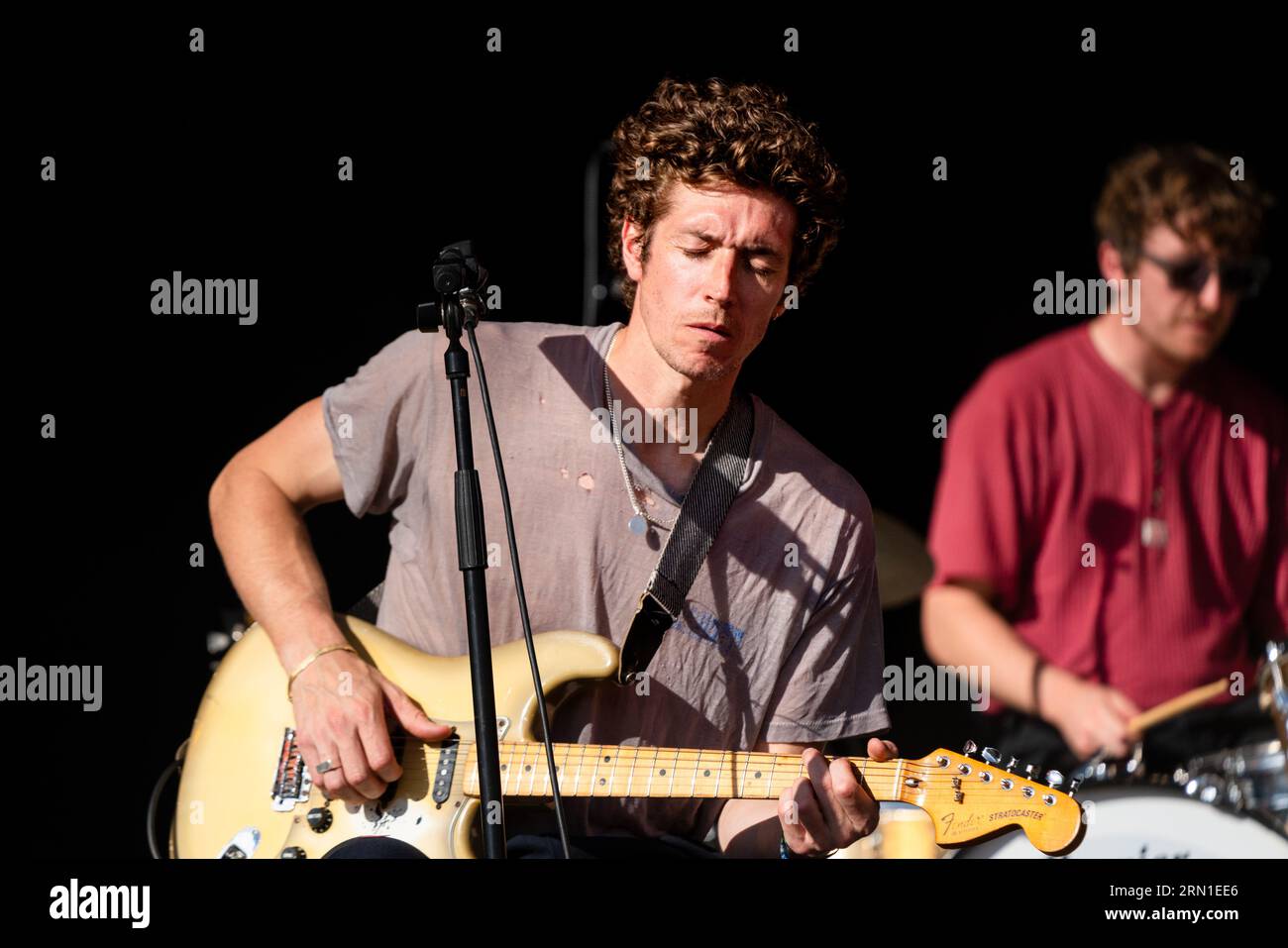 H. Hawkline – real name Huw Evans – on the Mountain Stage at Green Man Festival in Wales, UK ...