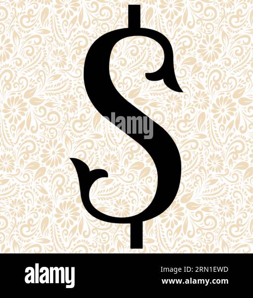 Fishtail Alphabet SYMBOL DOLLAR , Black alphabet vector, alphabet ...