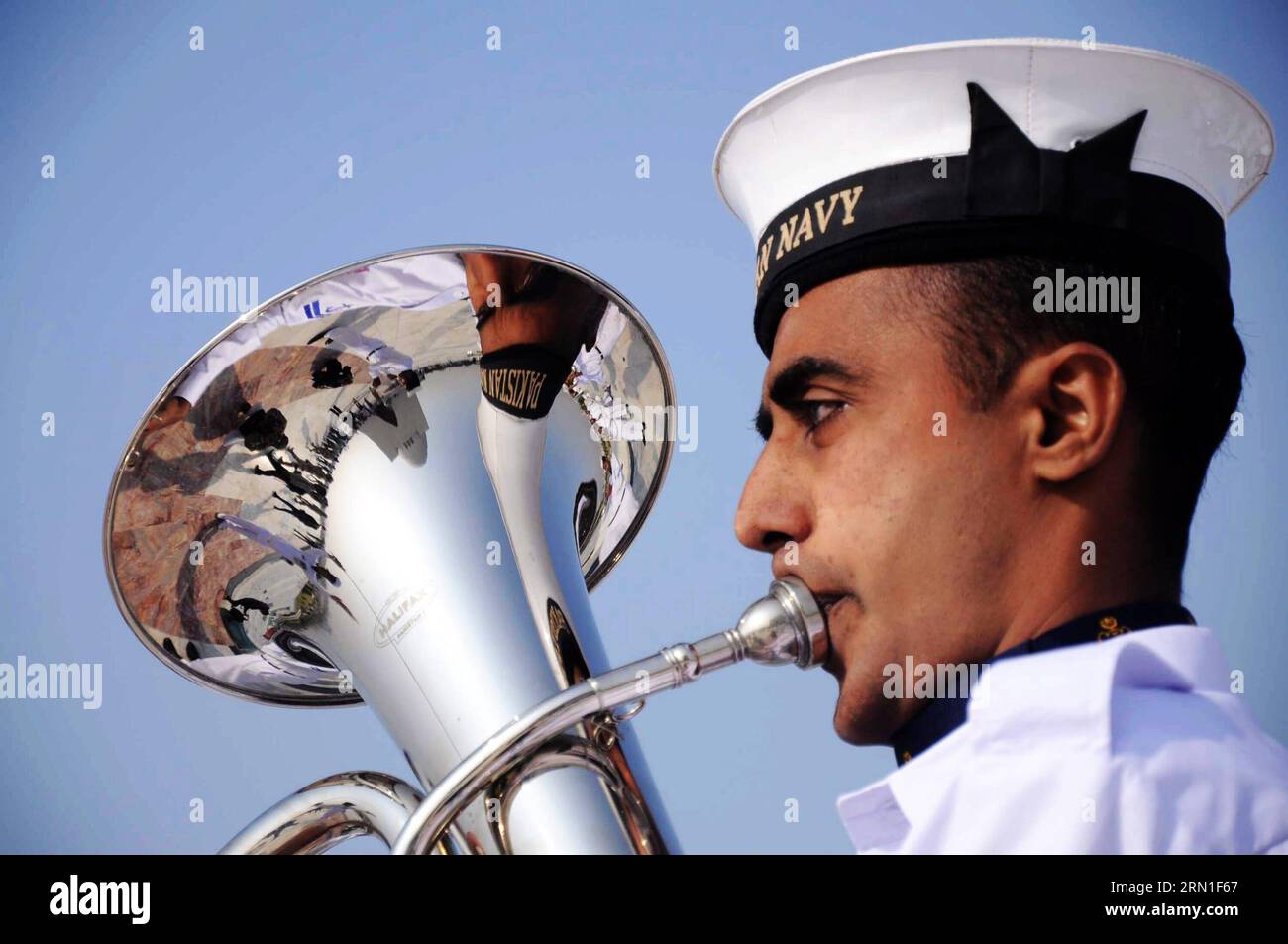 (141225) -- KARACHI, Dec. 25, 2014 -- A Pakistani Navy band member ...