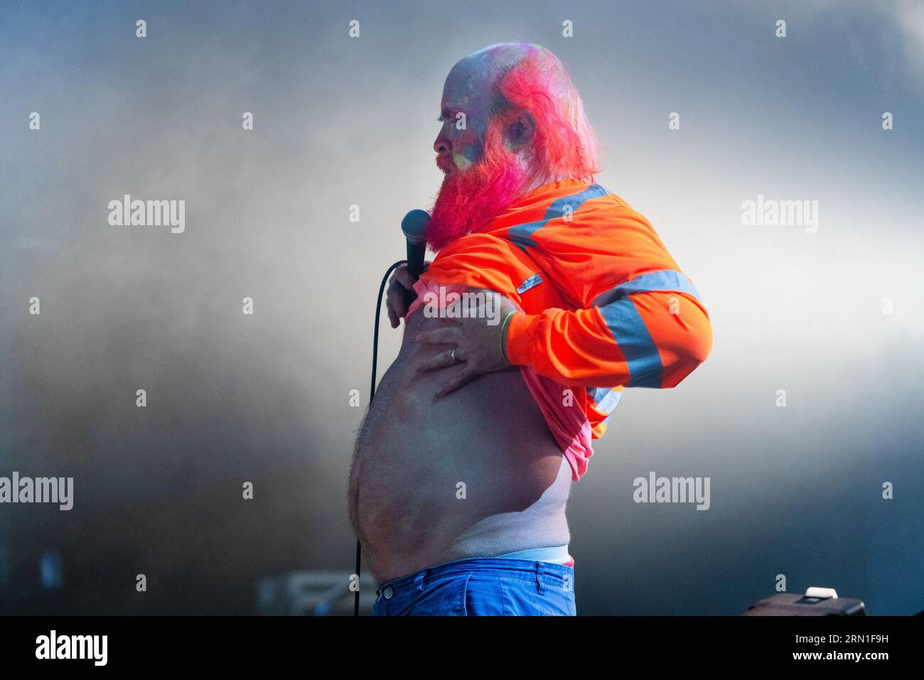 Tim Harrington of Les Savy Fav on the Walled Garden Stage at Green Man ...