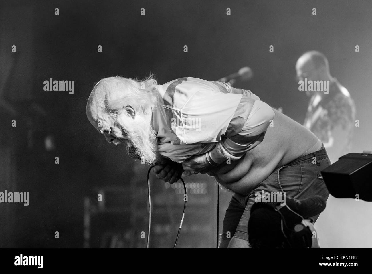 Tim Harrington of Les Savy Fav on the Walled Garden Stage at Green Man ...