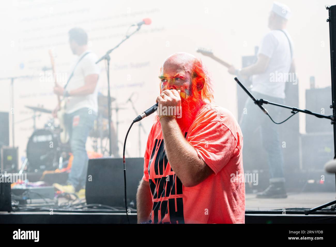 Tim Harrington of Les Savy Fav on the Walled Garden Stage at Green Man ...