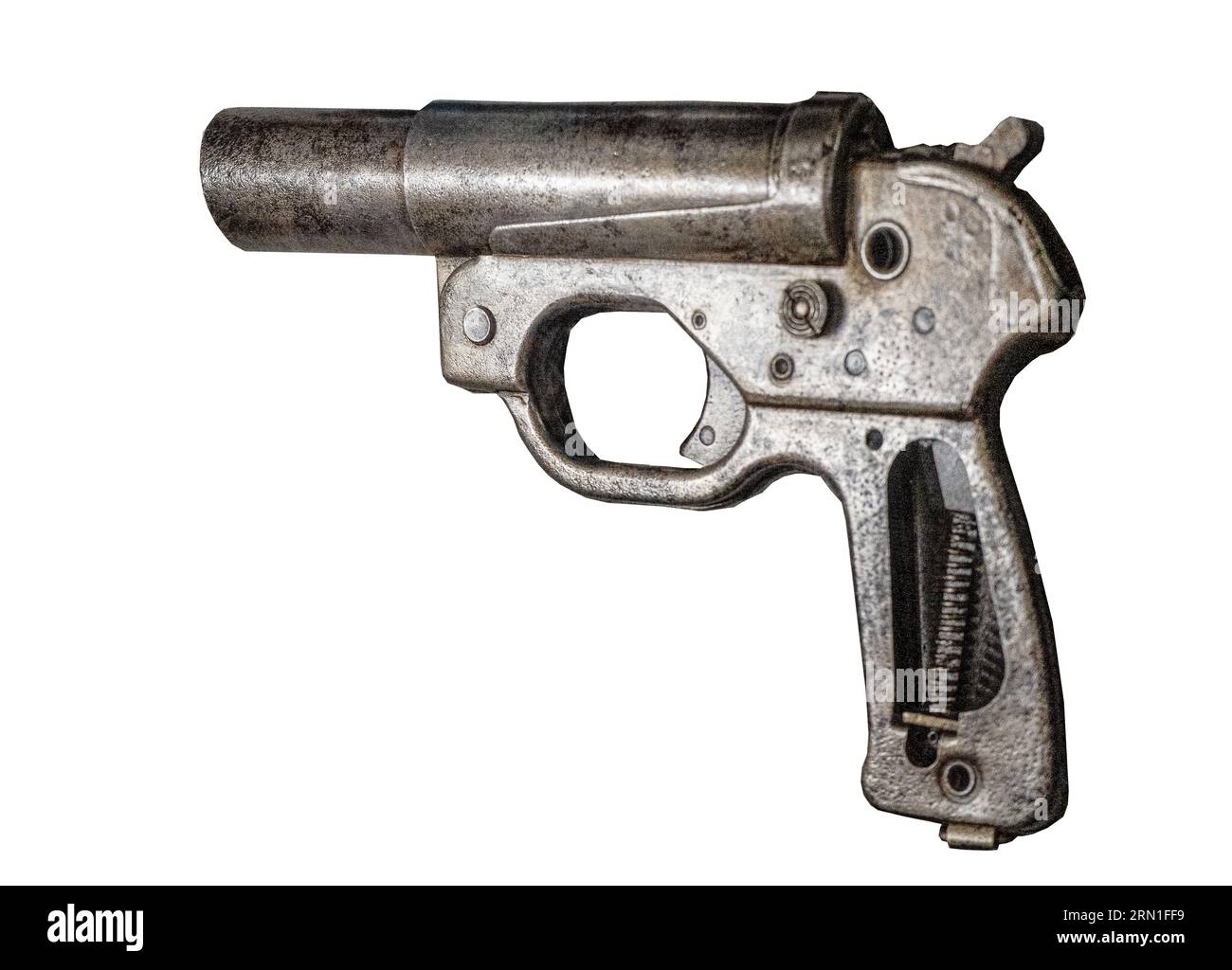 Old pistol revolver isolated on white background. Retro gun cutout ...