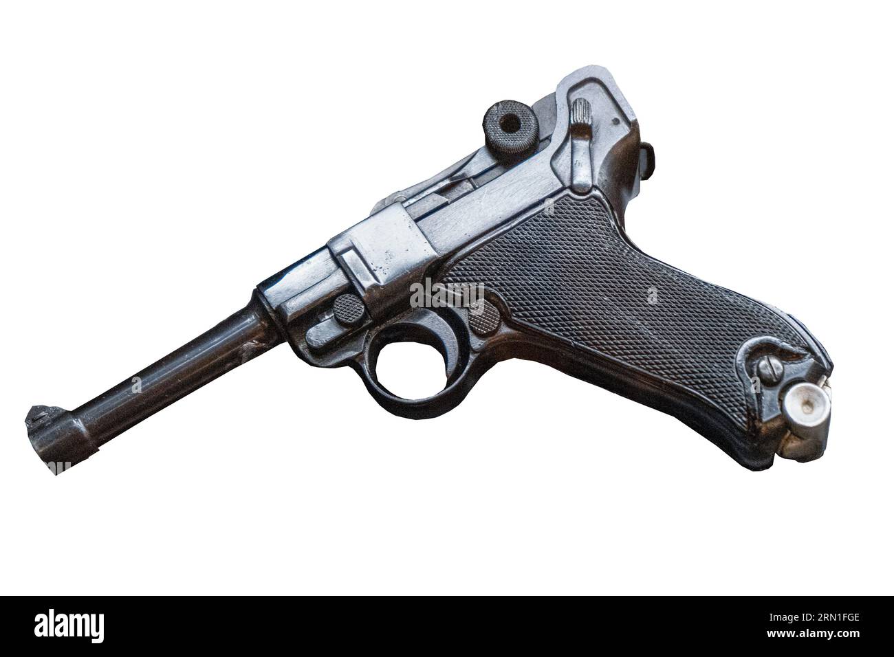 Old pistol revolver isolated on white background. Retro gun cutout ...