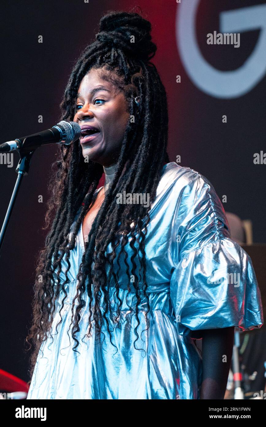 Nya Gazelle Brown of Say She She on the Walled Garden Stage at Green ...