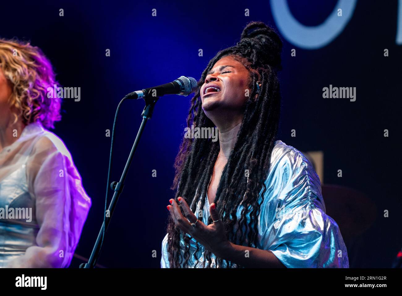 Nya Gazelle Brown of Say She She on the Walled Garden Stage at Green ...