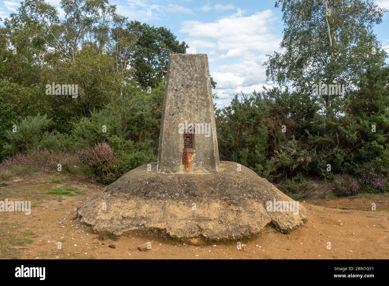Trig Point on Hankley Common, Surrey, England, UK Stock Photo - Alamy
