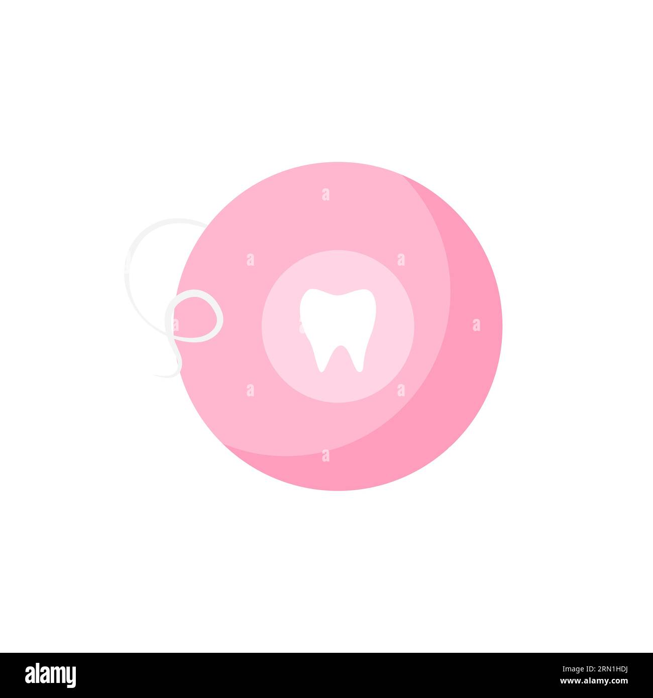 Tooth flossing illustration. Pink box, roll, circle Stock Vector Image ...