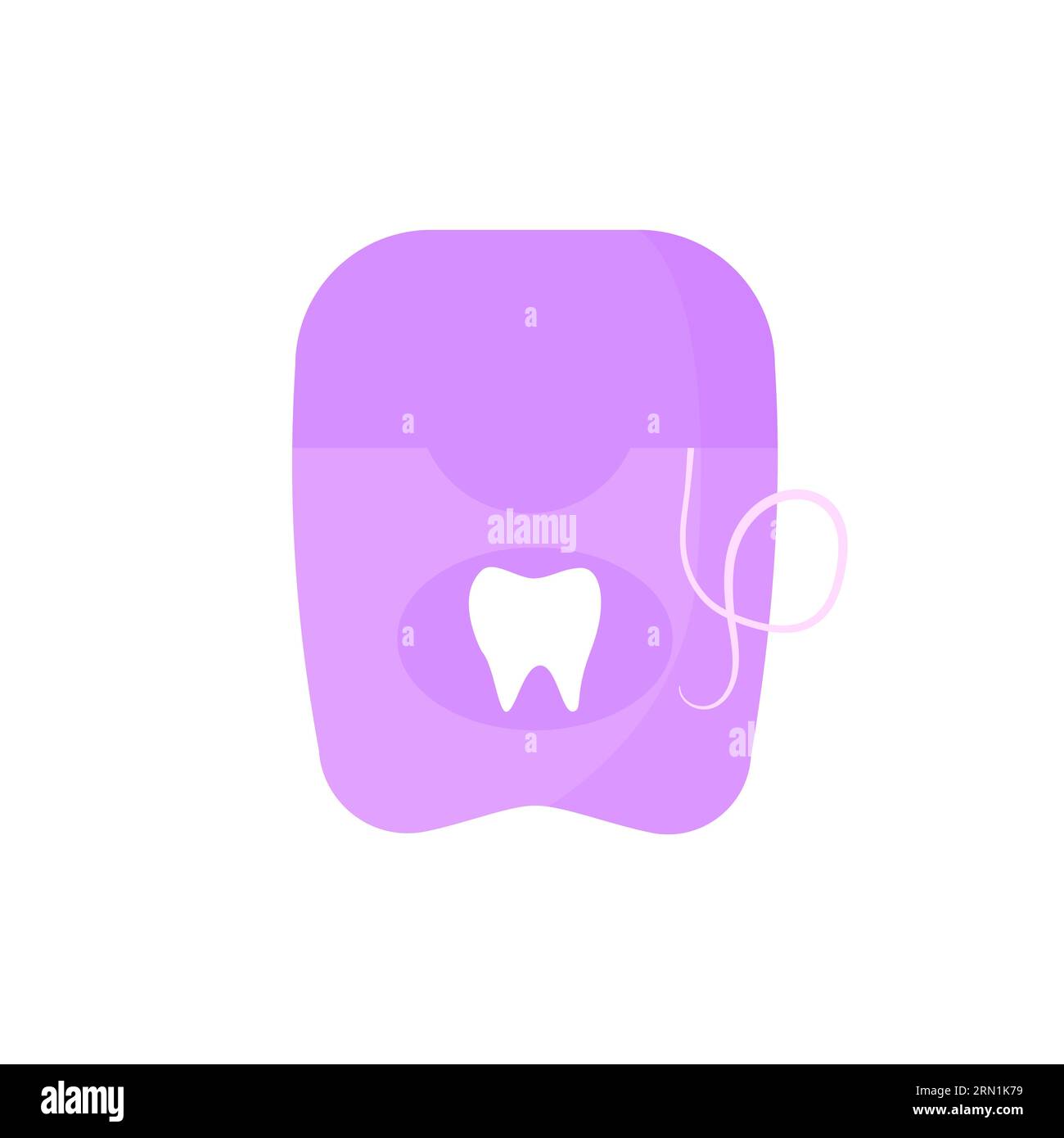 Tooth flossing illustration. Violet box, roll, hygiene Stock Vector ...