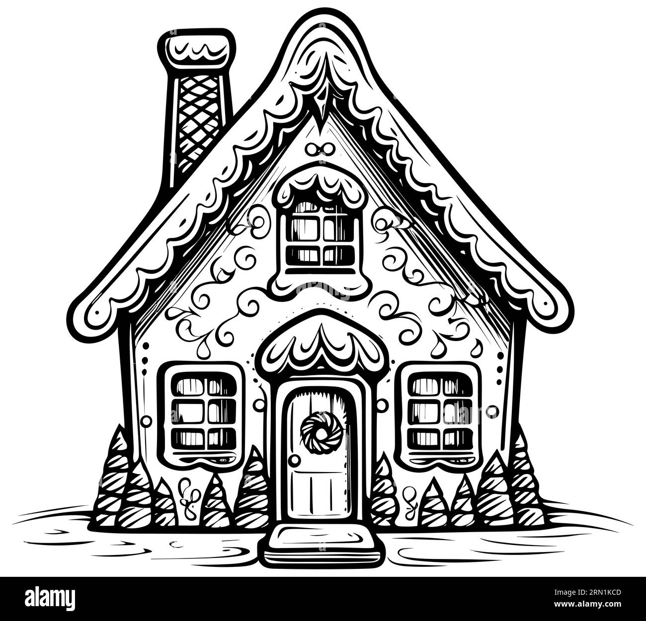 Gingerbread House Clip Art Black And White