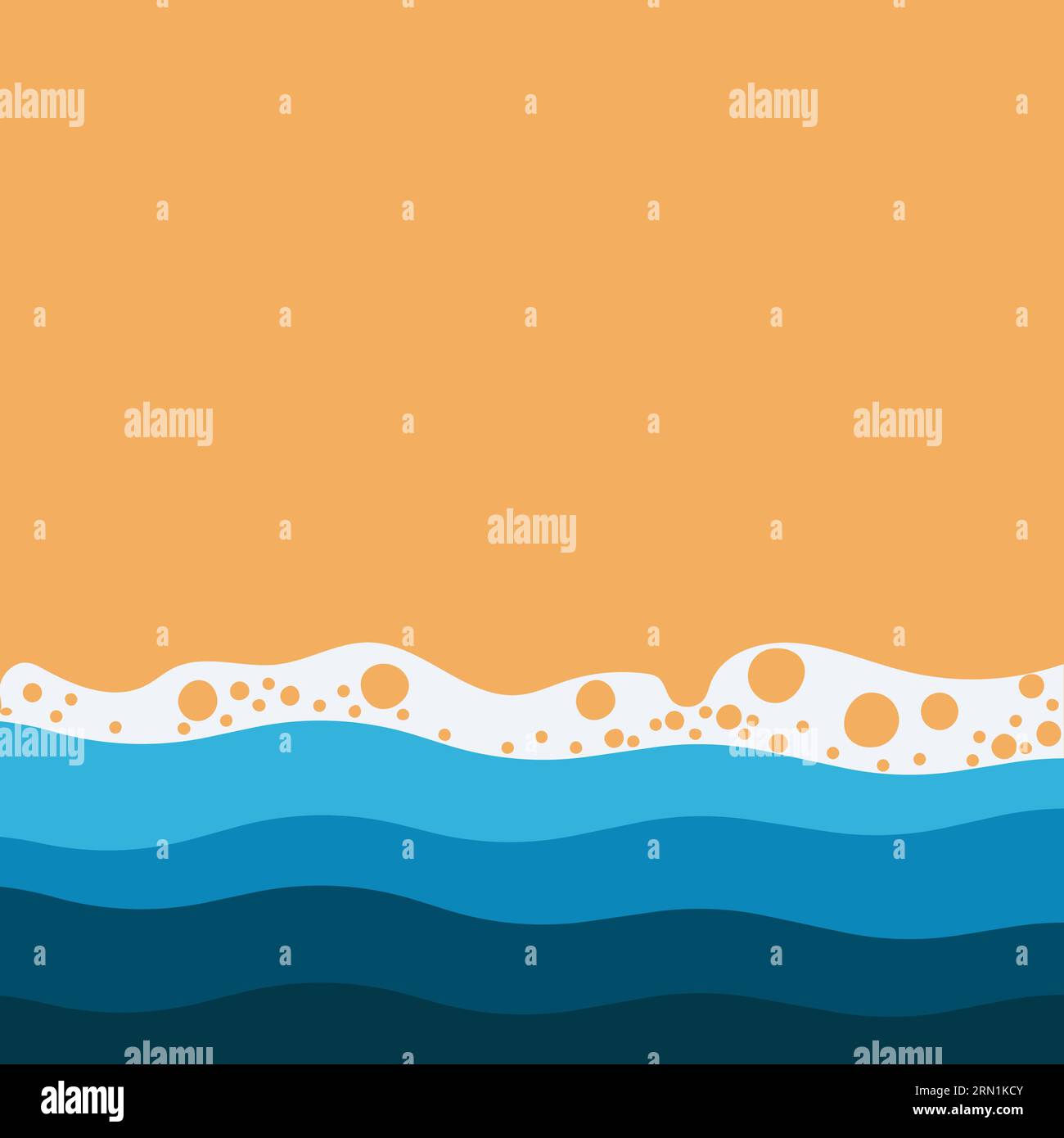 Sea waves sandy shore top view. Summer beach background vector template ...