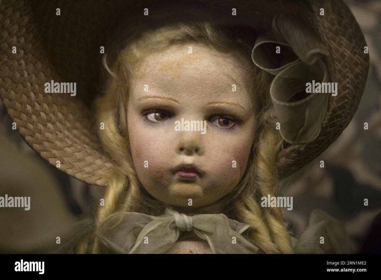 An ancient doll is shown during the exhibit Once upon a time... Dolls ...