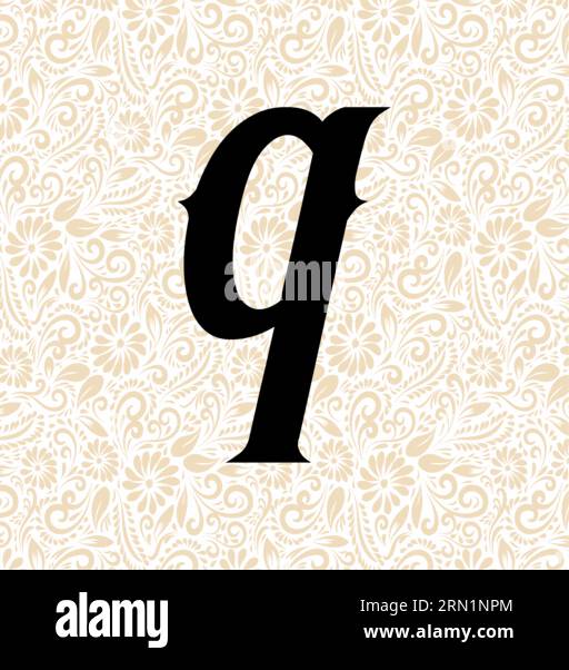 Old Fashioned Alphabet Q LOWER , Black alphabet vector, alphabet vector ...