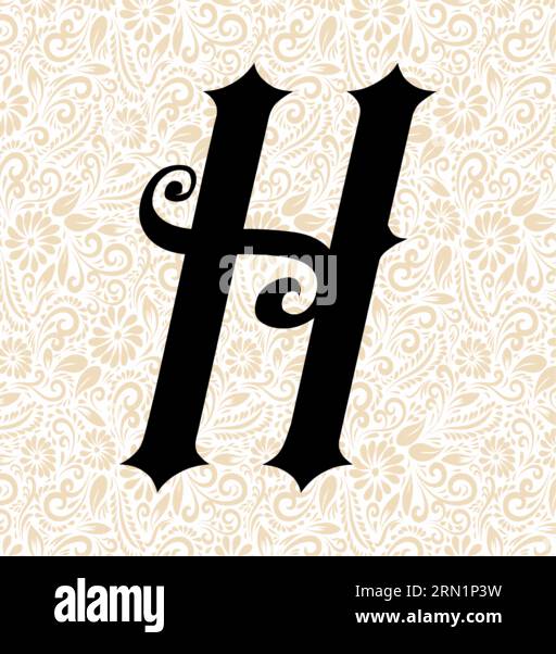Old Fashioned Alphabet H UPPER , Black alphabet vector, alphabet vector ...