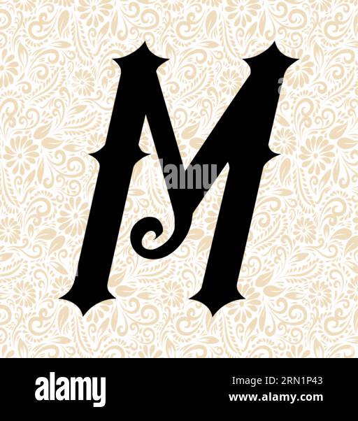 Old Fashioned Alphabet M UPPER , Black alphabet vector, alphabet vector ...
