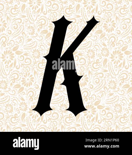 Old Fashioned Alphabet K UPPER , Black alphabet vector, alphabet vector ...