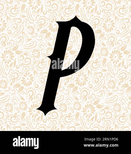 Old Fashioned Alphabet P UPPER , Black alphabet vector, alphabet vector ...
