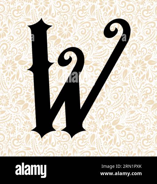 Old Fashioned Alphabet W UPPER , Black alphabet vector, alphabet vector ...
