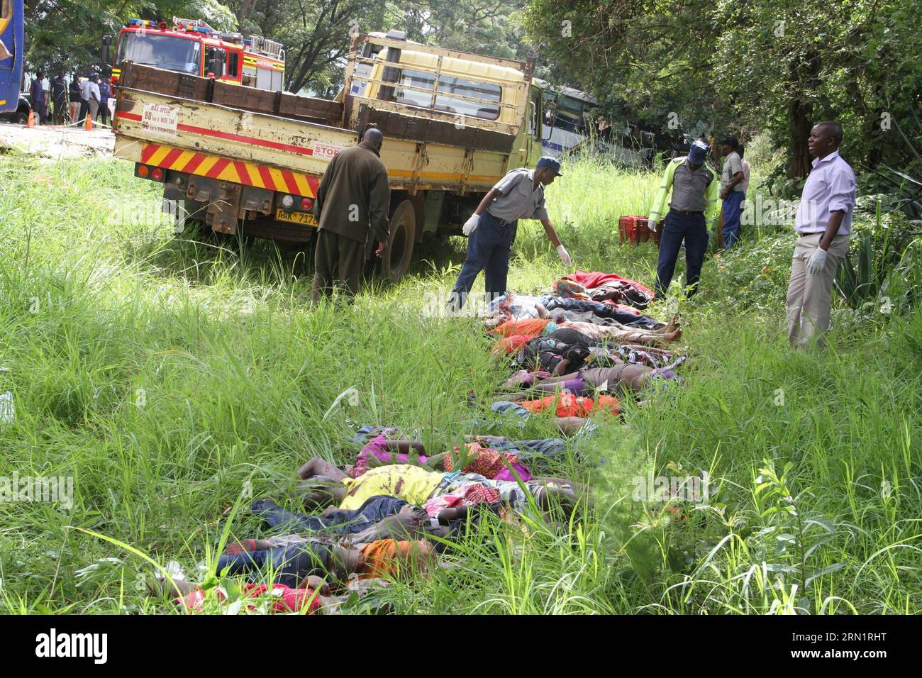 (150119) -- HARARE, Jan. 19, 2015 -- Rescue personnel work at the site ...