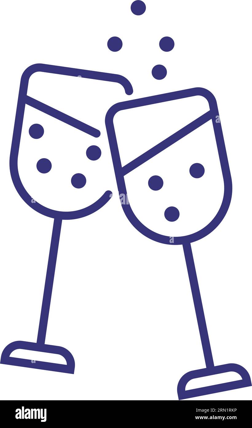 Clinking wine glasses line Stock Vector Images - Alamy