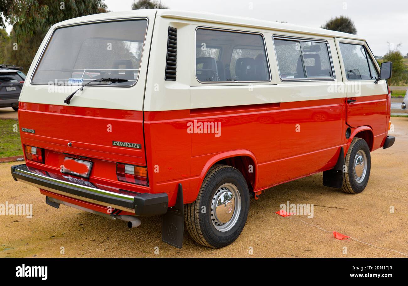 Volkswagen VW Kombi Transporter Caravelle Mini Van Red White Vintage Retro Show Shine Day Out ...