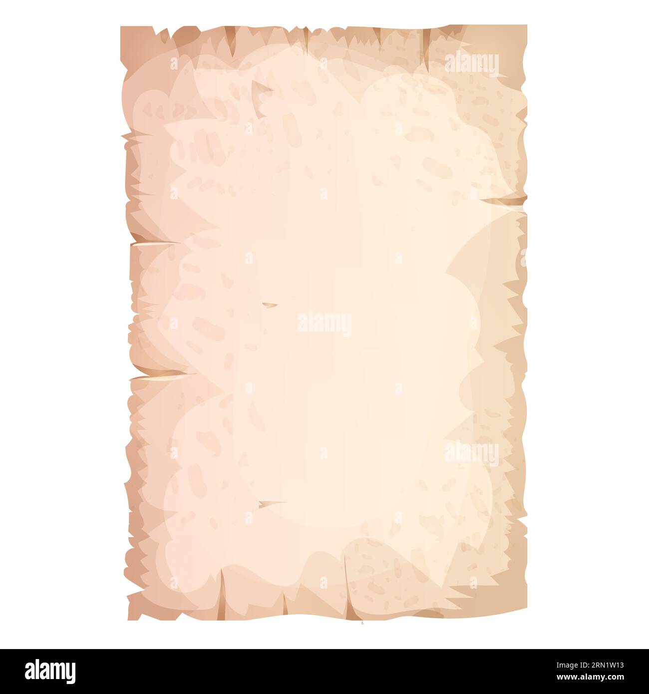 Old parchment paper, page empty medieval letter in cartoon style isolated on white background ...