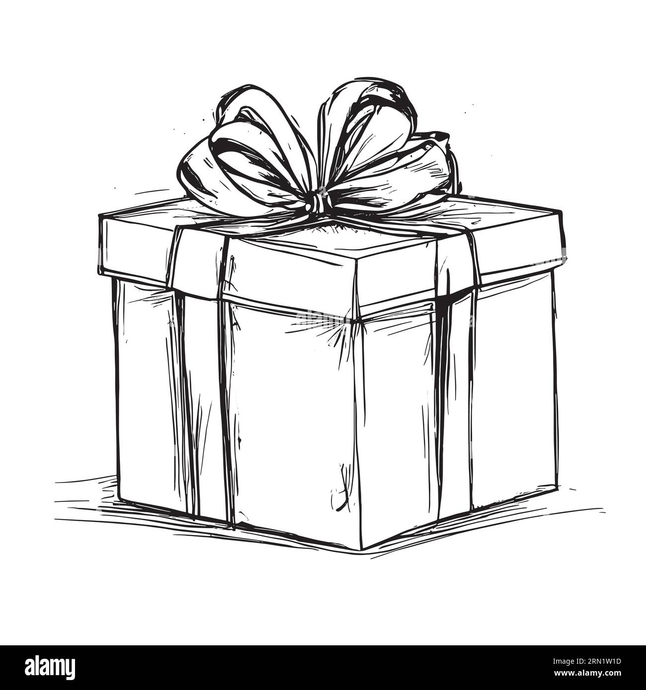 Hand drawn sketch of gift box. Vector illustration isolated on white ...