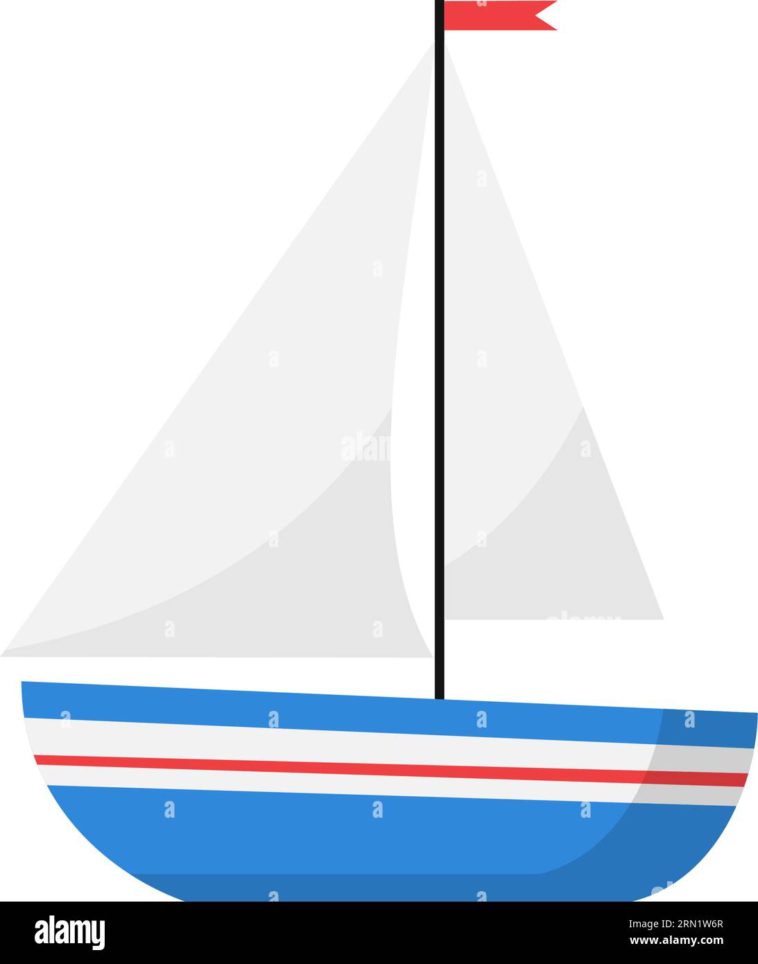 Sailing yacht with red flag on top Stock Vector Image & Art - Alamy