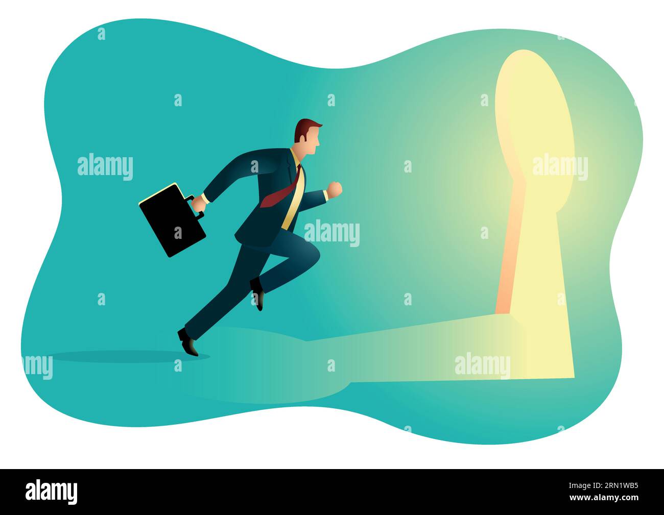 Business concept vector illustration of a businessman running towards a ...