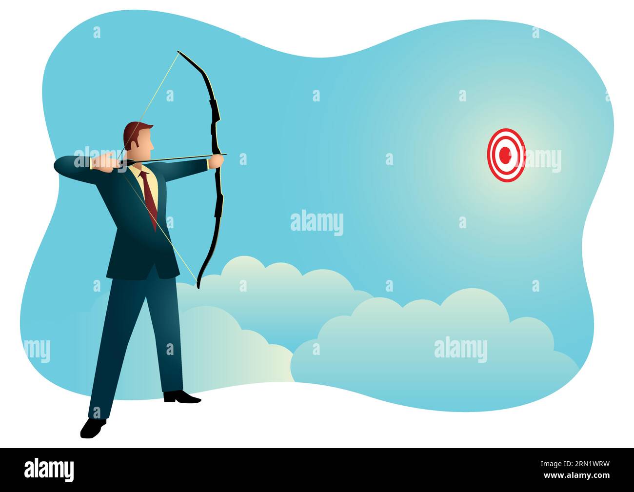 Business concept vector illustration of a businessman aiming target ...