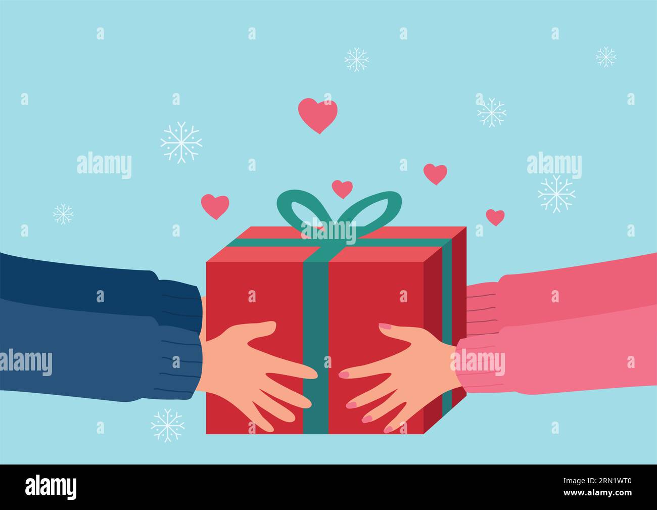 Simple flat vector illustration of human hands giving present, for ...