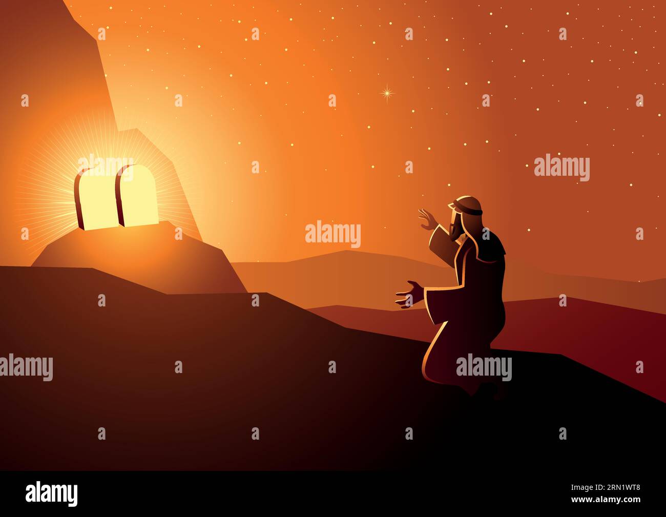 Biblical vector illustration series, Moses received the Ten ...