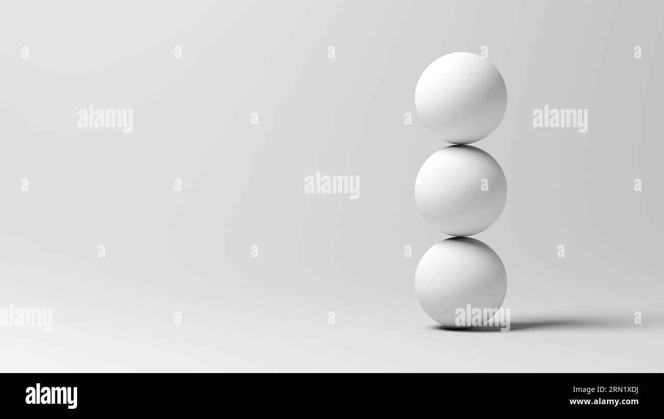 Balance. Three white spheres. 3d illustration Stock Photo - Alamy