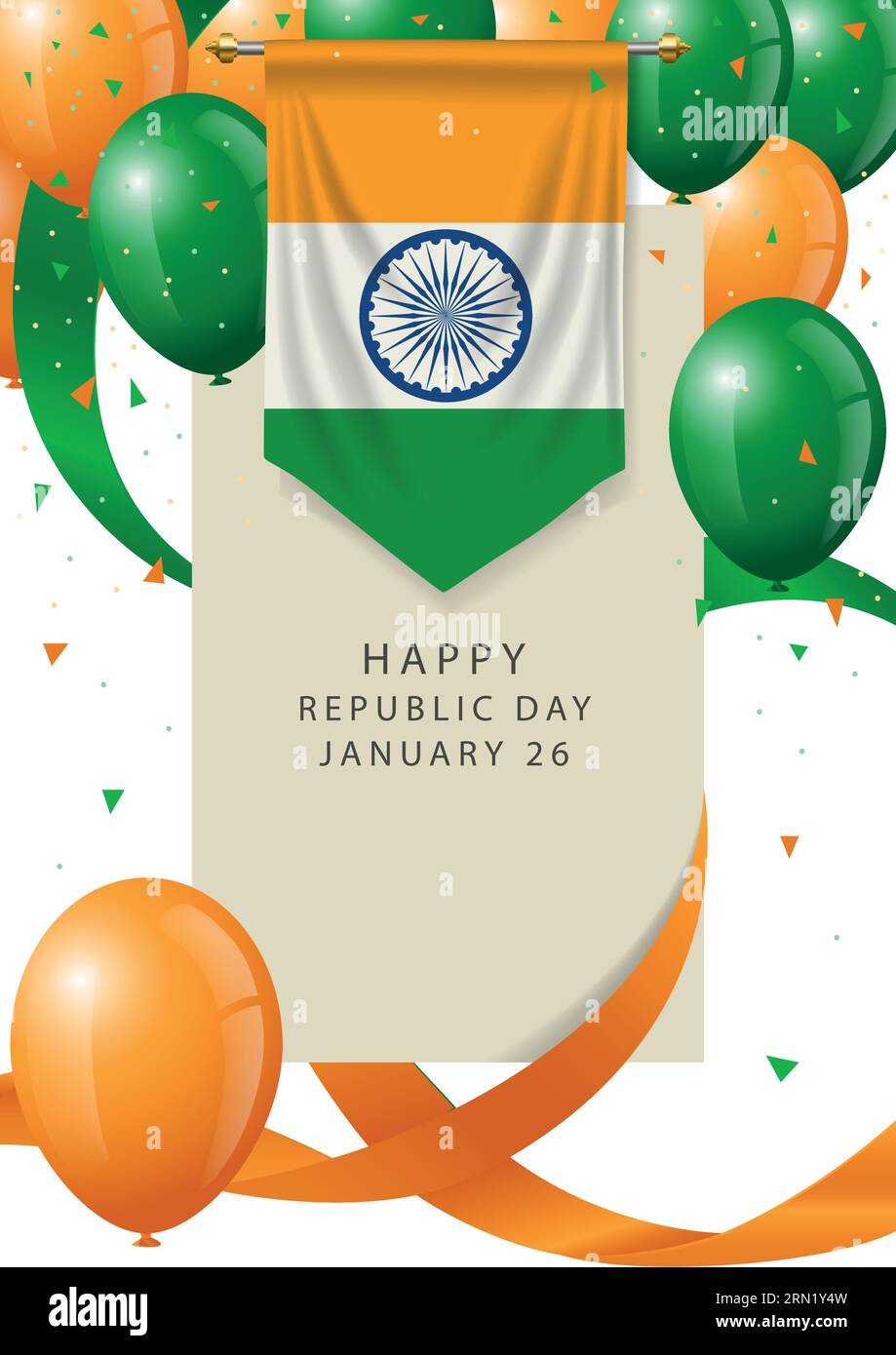 India Republic day greeting card. India insignia with decorative ...