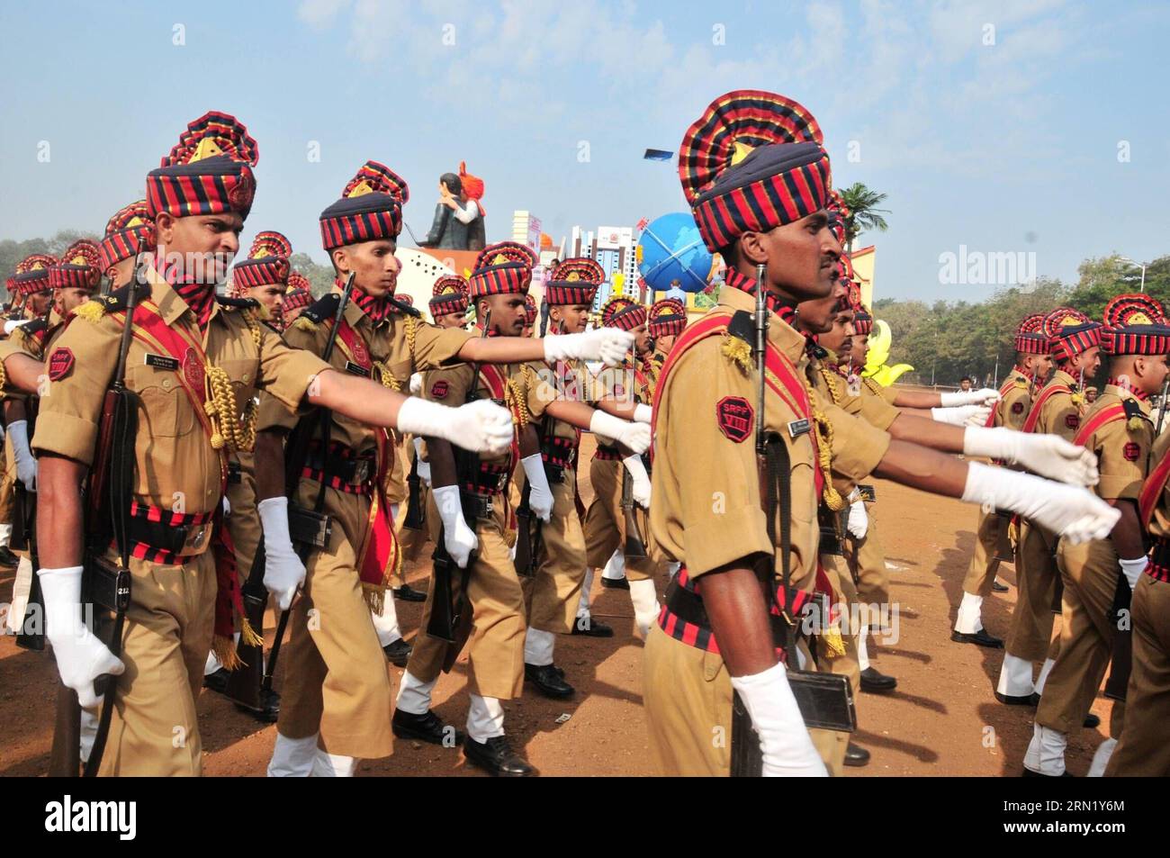 Indian police take part in the Republic Day parade at Shivaji Park in ...