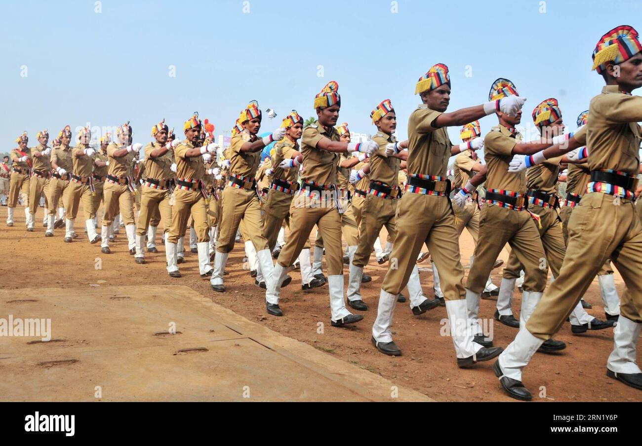 Indian police take part in the Republic Day parade at Shivaji Park in ...