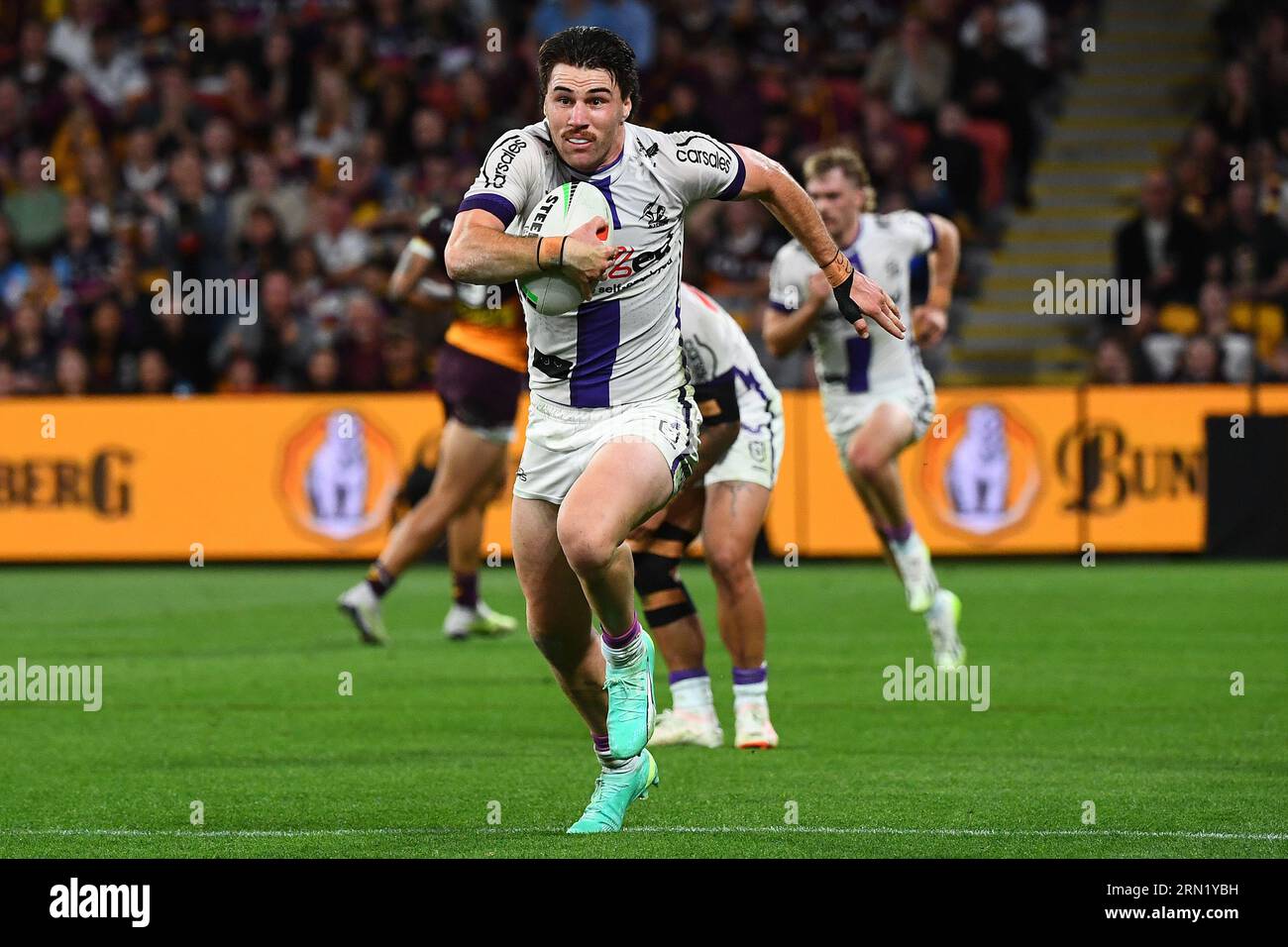 Brisbane, Australia. 31st Aug, 2023. Grant Anderson of the Storm breaks ...