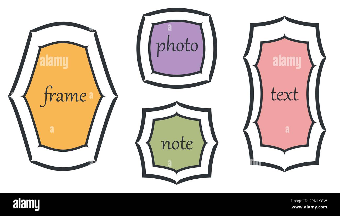 Doodle frames, borders Set. Hand drawn paint brush wave line strokes ...