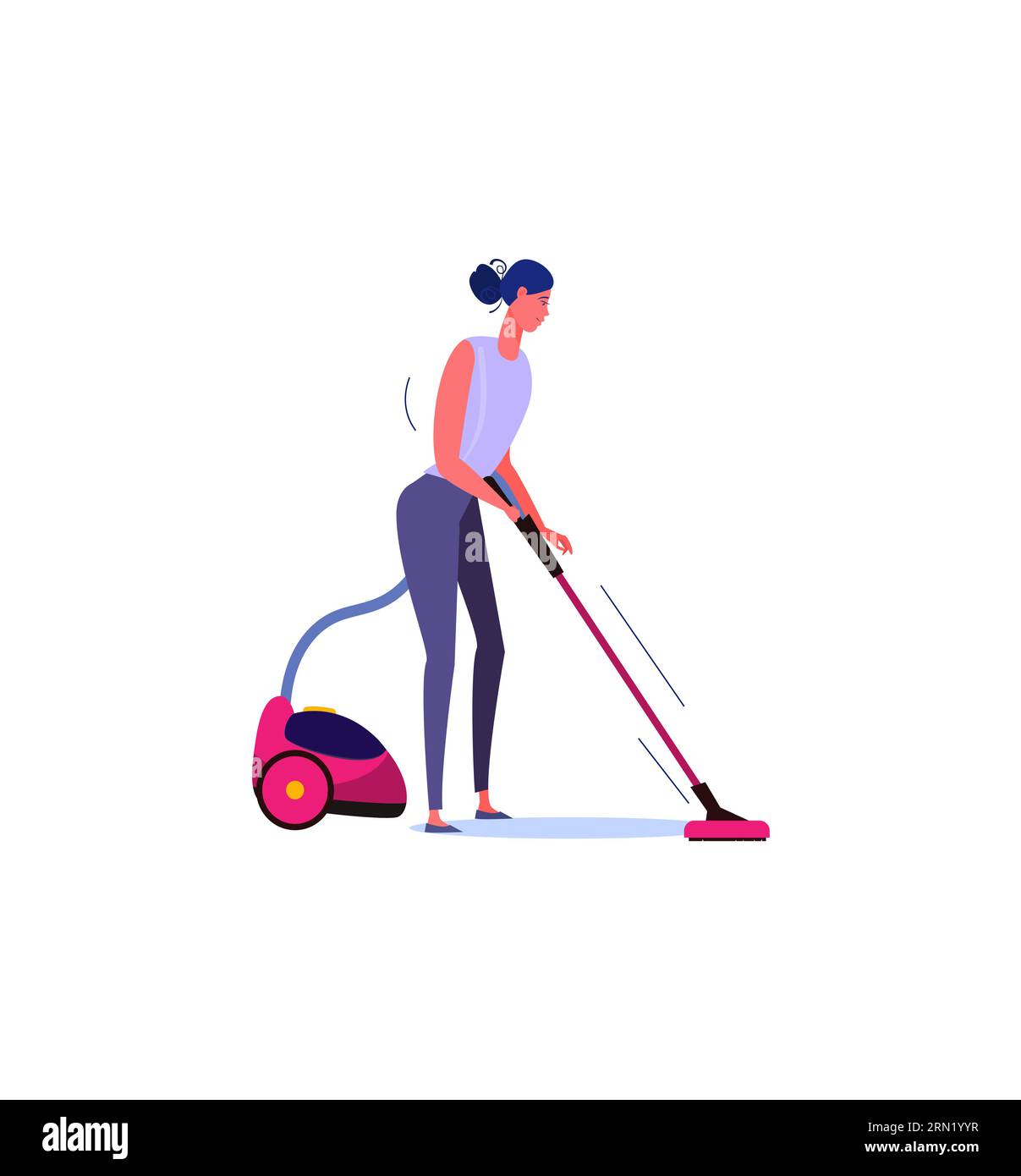 Vacuum floor woman cleaning Cut Out Stock Images & Pictures - Alamy