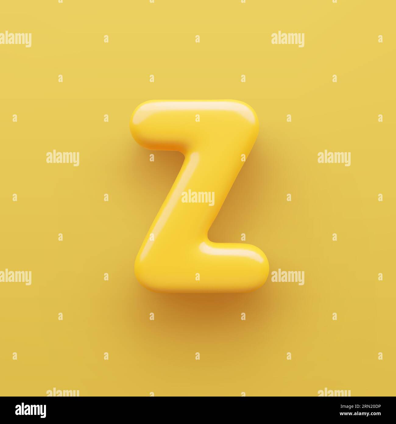 3D Yellow letter Z with a glossy surface on a yellow background Stock ...