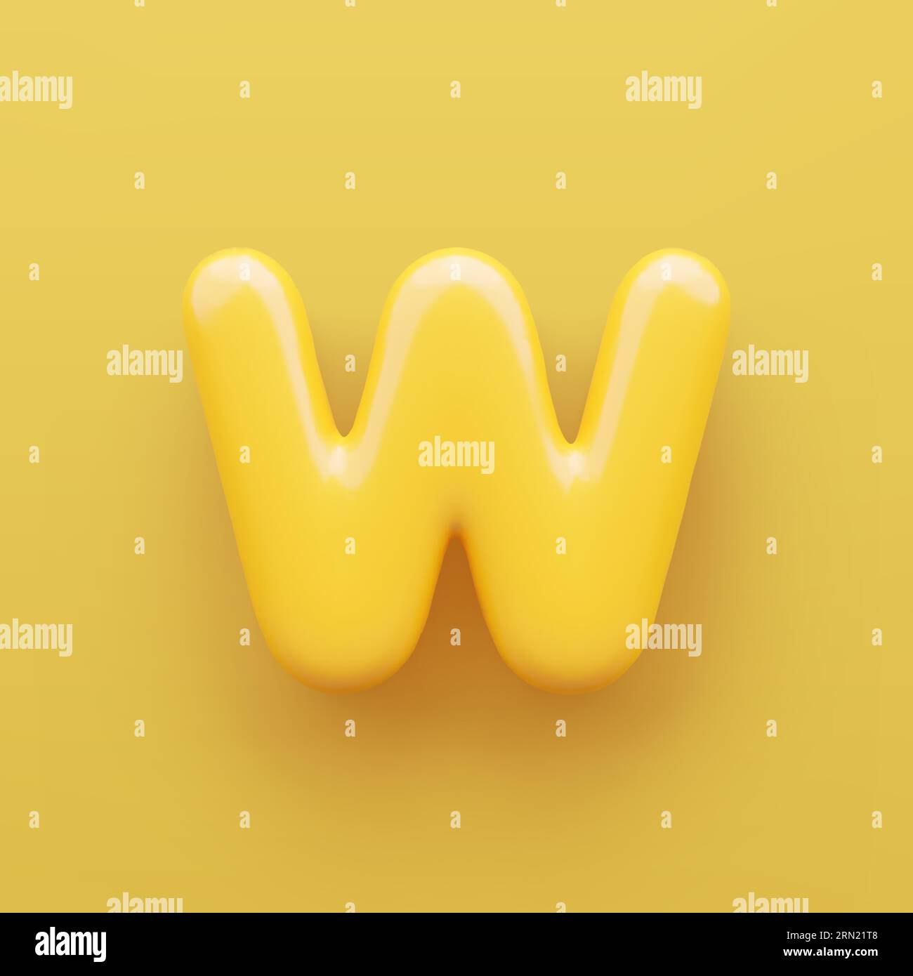 3D Yellow letter W with a glossy surface on a yellow background Stock ...