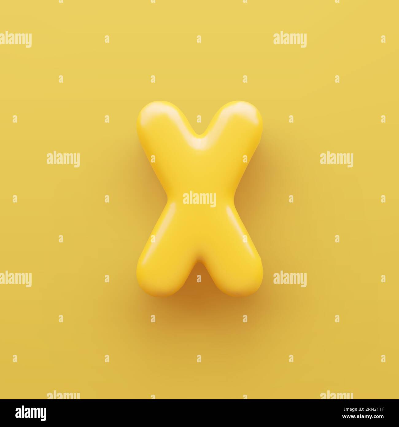 3D Yellow letter X with a glossy surface on a yellow background Stock ...
