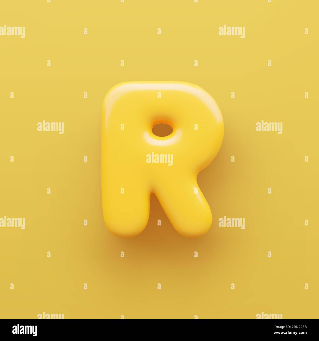 3D Yellow letter R with a glossy surface on a yellow background Stock ...