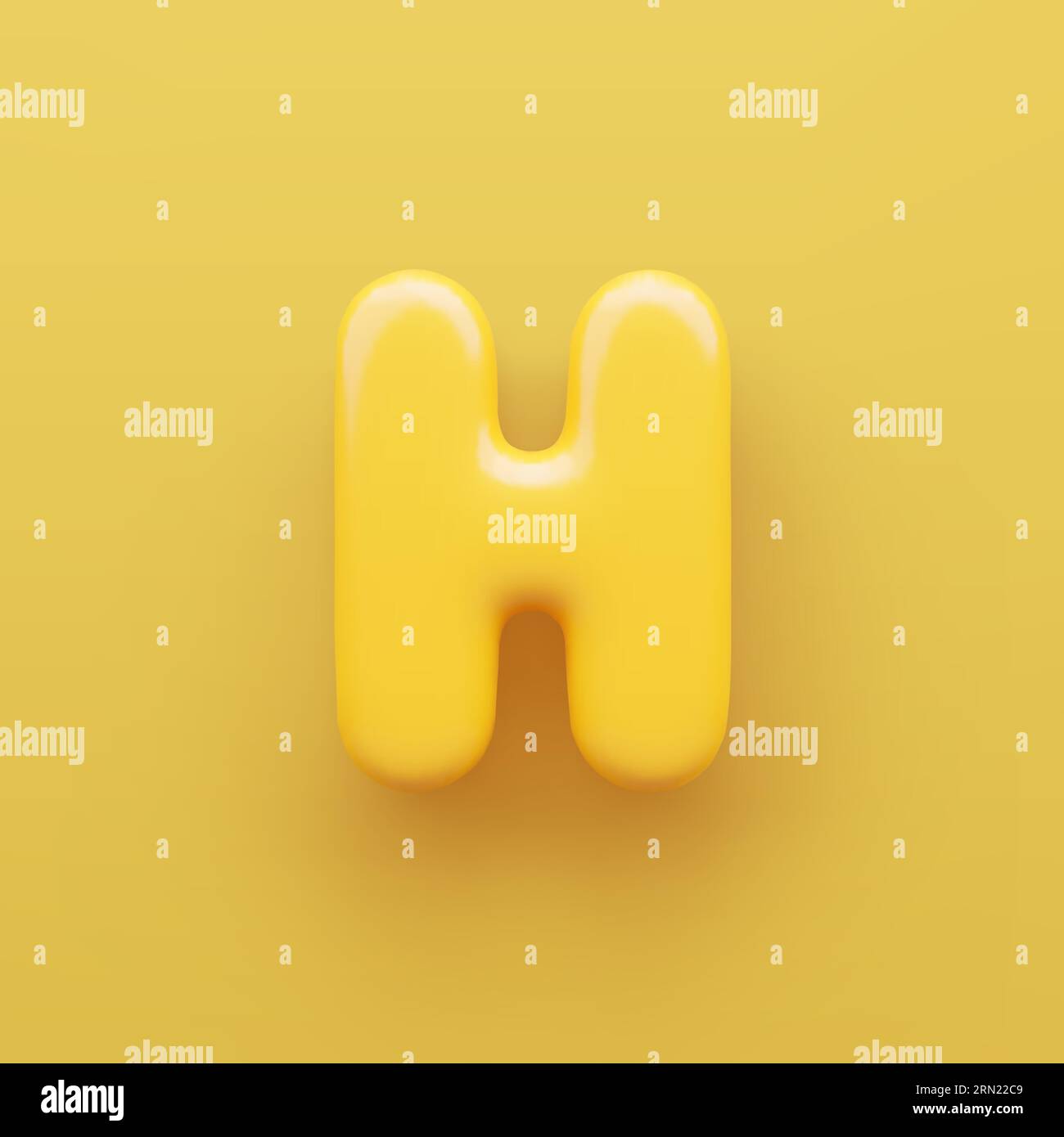 3D Yellow letter H with a glossy surface on a yellow background Stock ...