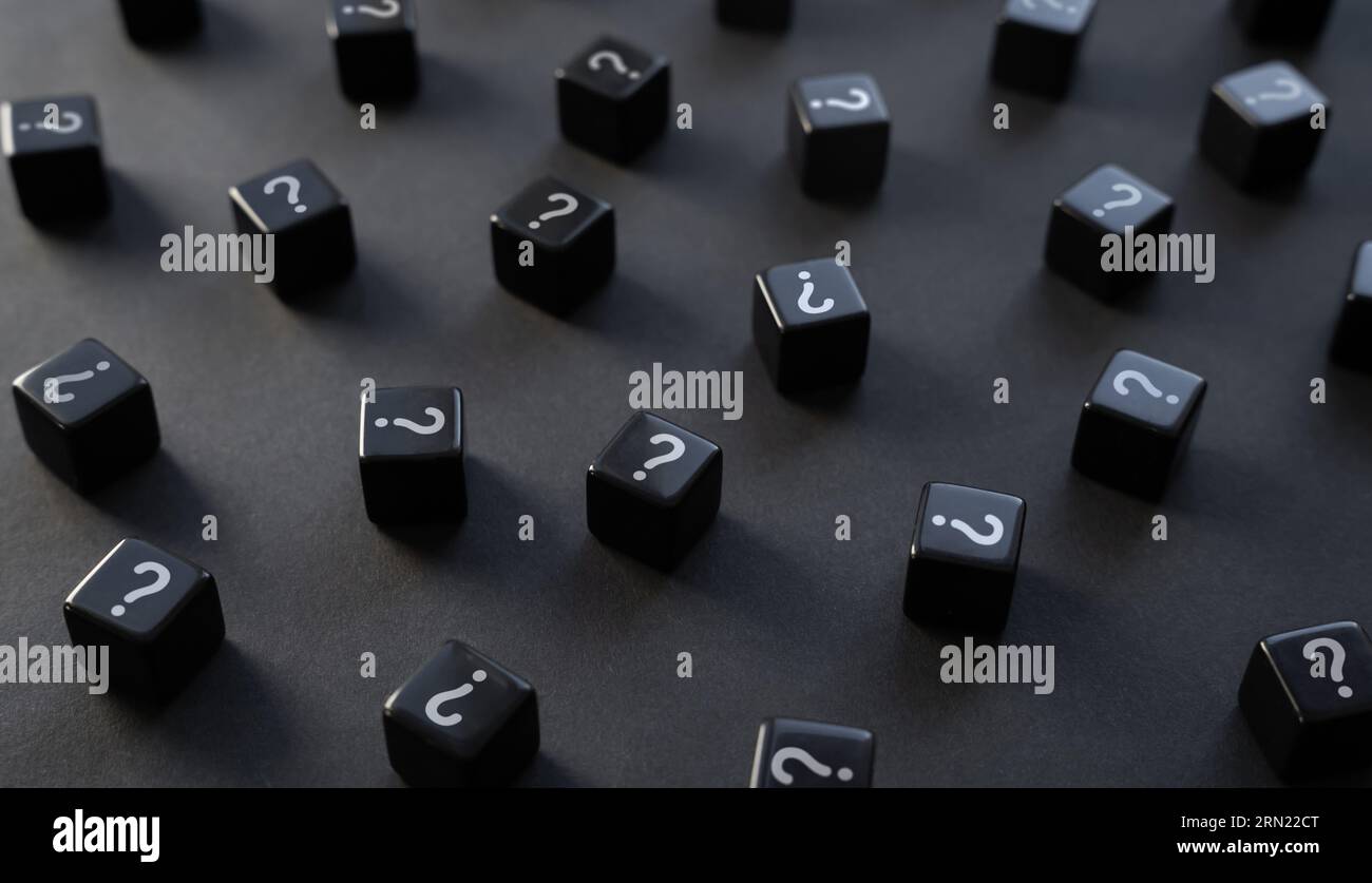 Scattered question marks blocks and copy space. Find an answer to a ...