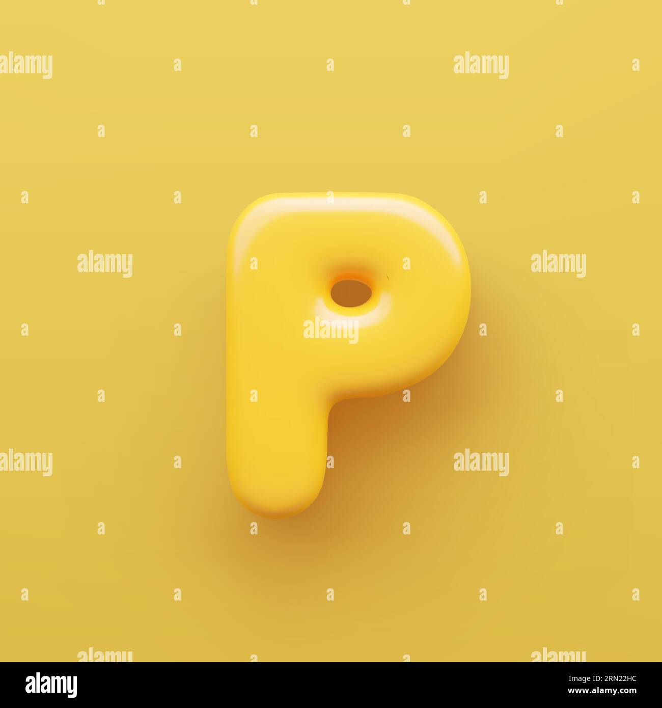 3D Yellow letter P with a glossy surface on a yellow background Stock ...