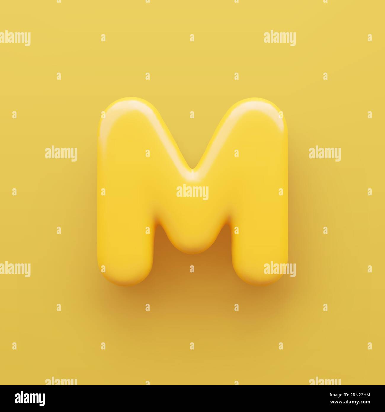 3D Yellow letter M with a glossy surface on a yellow background Stock ...