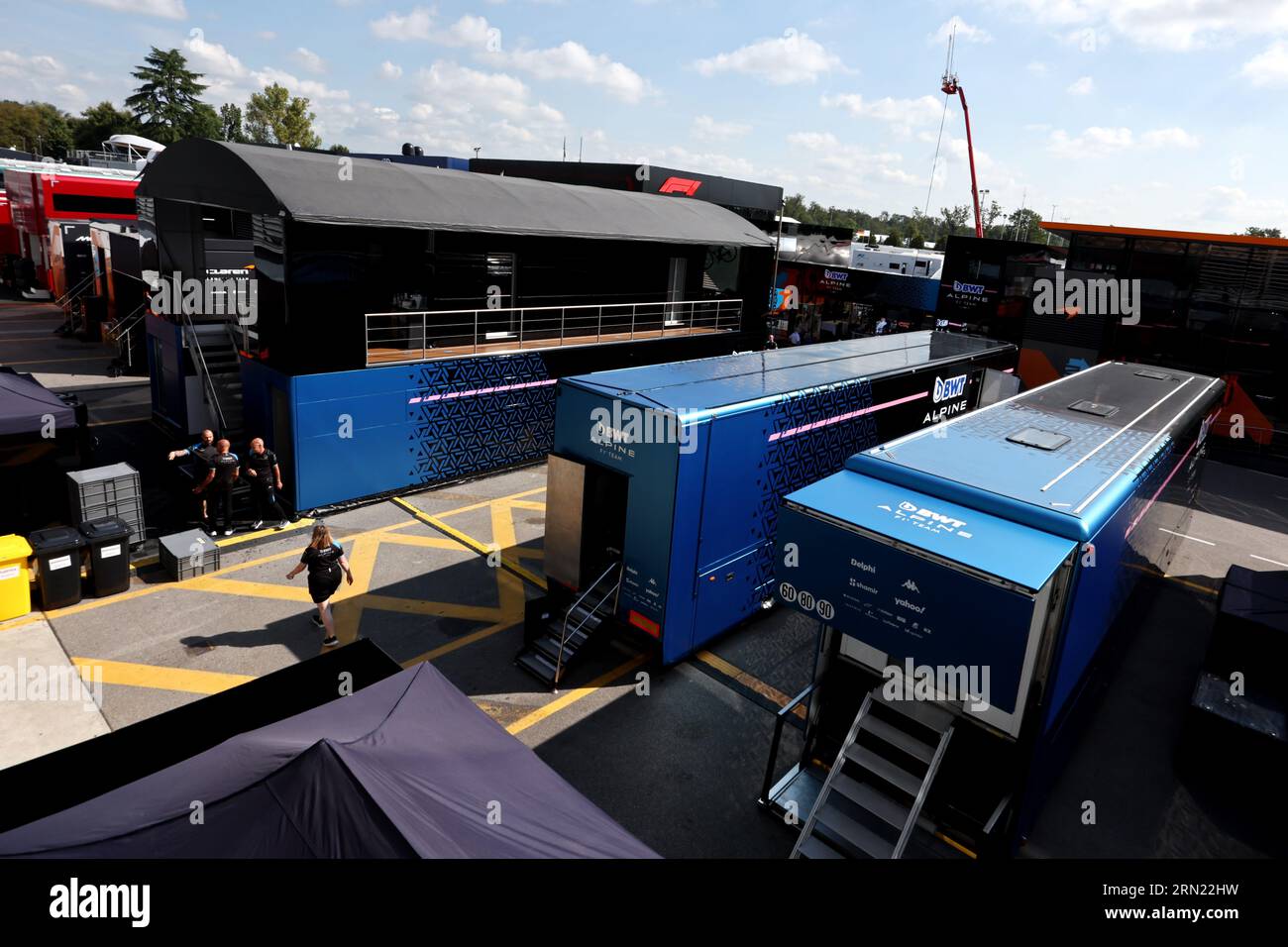 Monza, Italy. 31st Aug, 2023. Alpine F1 Team trucks in the paddock ...
